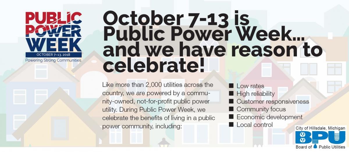 Public Power Week October 7-18, 2018 | Hillsdale Michigan